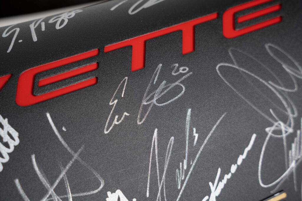 Corvette Fuel Rail Cover with IndyCar Autographs - National Corvette Museum